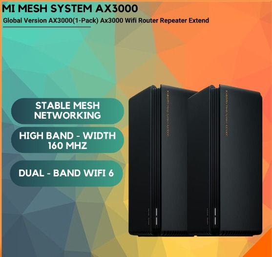 Xiaomi Mesh System AX3000 WiFi 6 Modem 2976Mbps OFDMA Access Point Mode ...