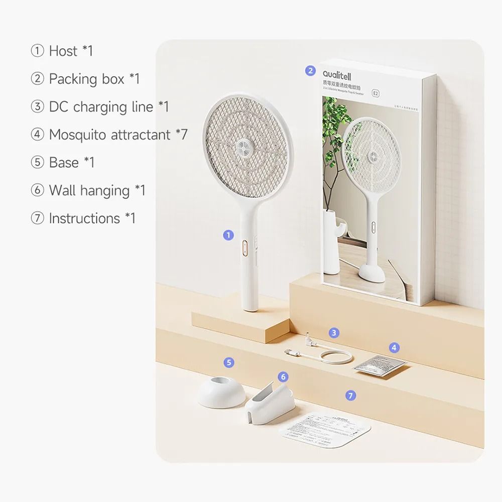 Xiaomi Qualitell E2 Electric Mosquito Killer Swatter Trap Rechargeable Mosquito Racket Insect ...