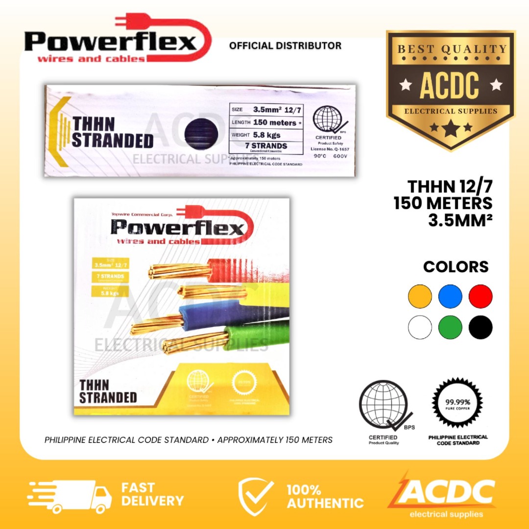 12/7 THHN 150 meters 3.5mm2 Powerflex Thhn Stranded Cable Wire #12 ...