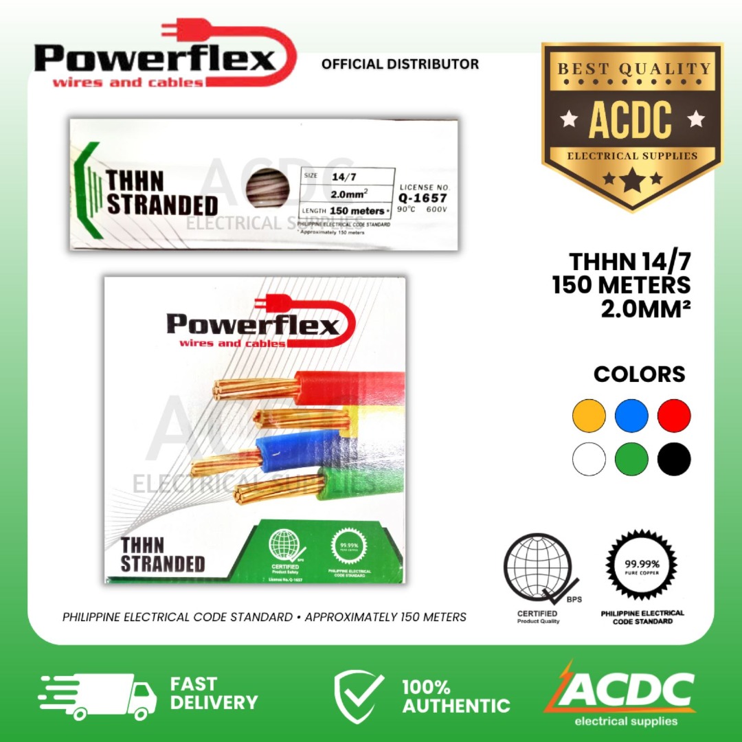 14/7 THHN 150 Meters 2.0mm2 Powerflex Thhn Stranded Cable Wire #14 ...