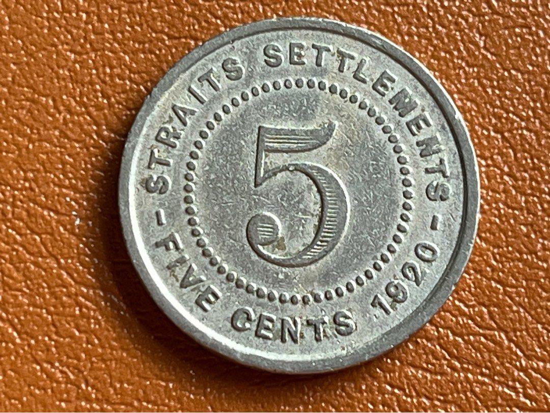 1920 Straits Settlement King George V Copper Nickel 5 Cents coin ...