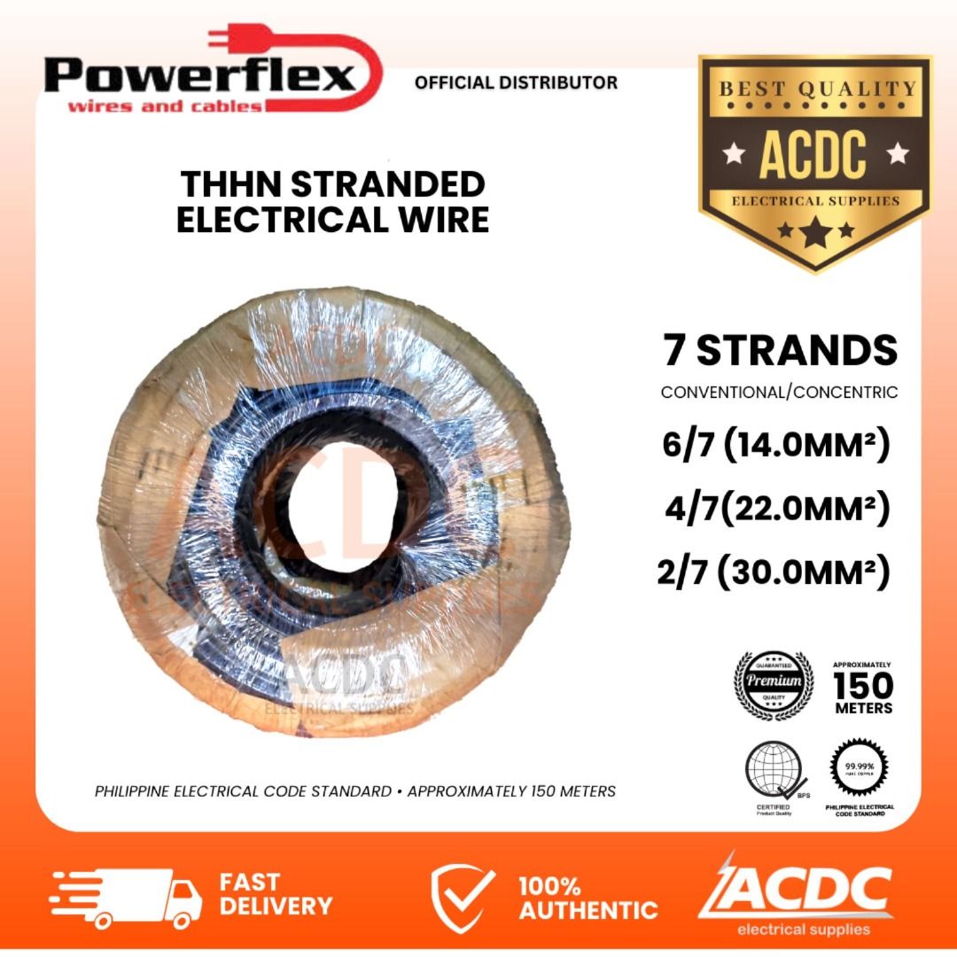 2/7 (30.0mm2) 150 Meters THHN Powerflex Stranded Wire #2 Stranded ...