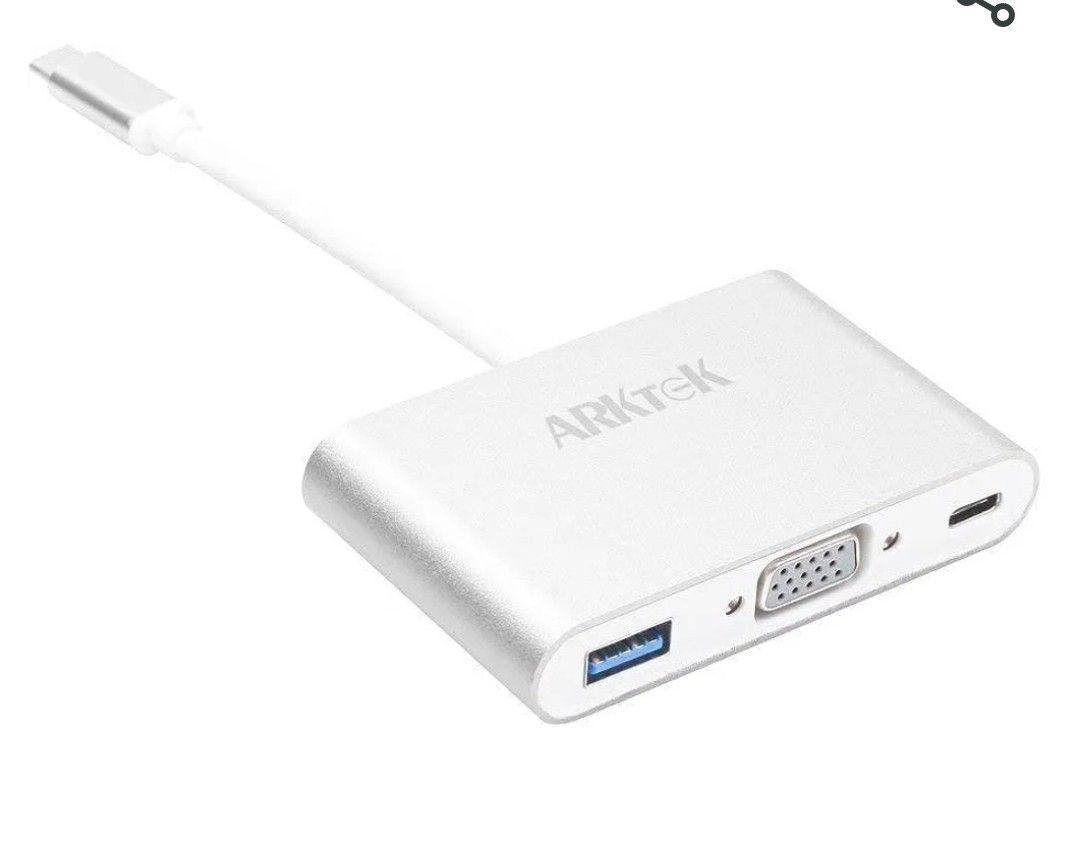 ARKTEK USB-C to VGA Adapter USB Type C to VGA with USB 3.0 and USB-C ...