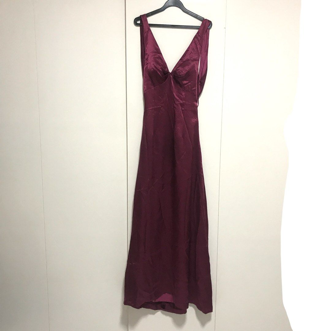 (Sold) Arthur yen purple plum low back evening gown cocktail prom ...