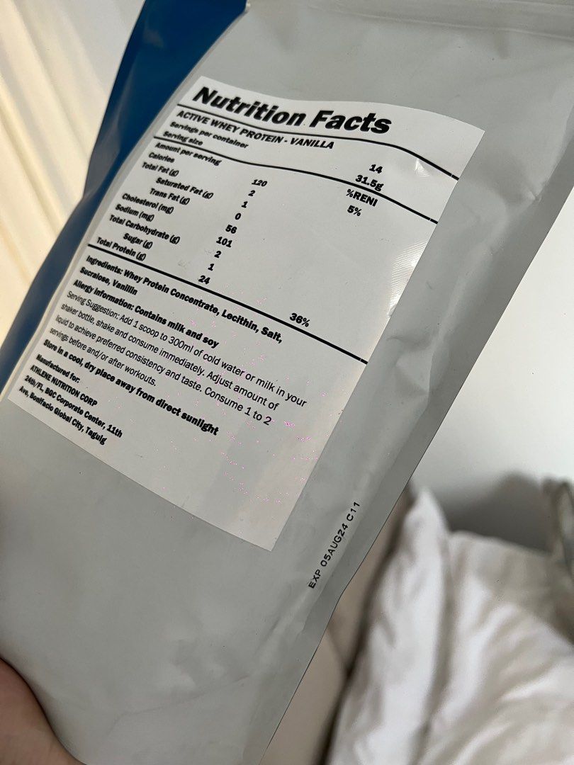 ATHLENE ACTIVE Whey Protein 1lb (Vanilla), Health & Nutrition, Health ...