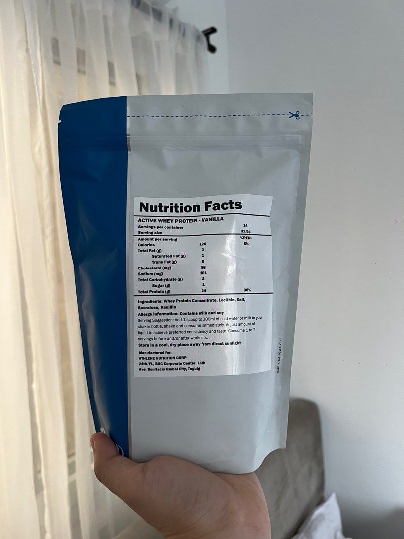 ATHLENE ACTIVE Whey Protein 1lb (Vanilla), Health & Nutrition, Health ...