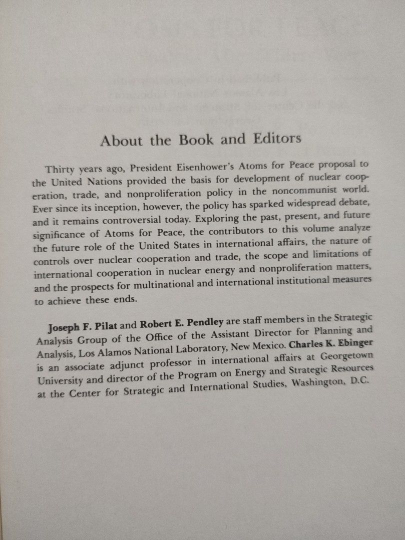Atoms for Peace : An Analysis After Thirty Years by Joseph Pilat et al ...
