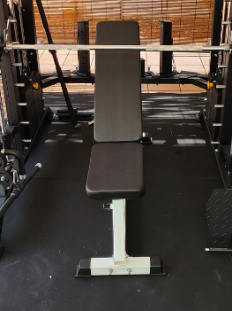 Bench press weights rack + bench (with new barbell), Sports Equipment ...