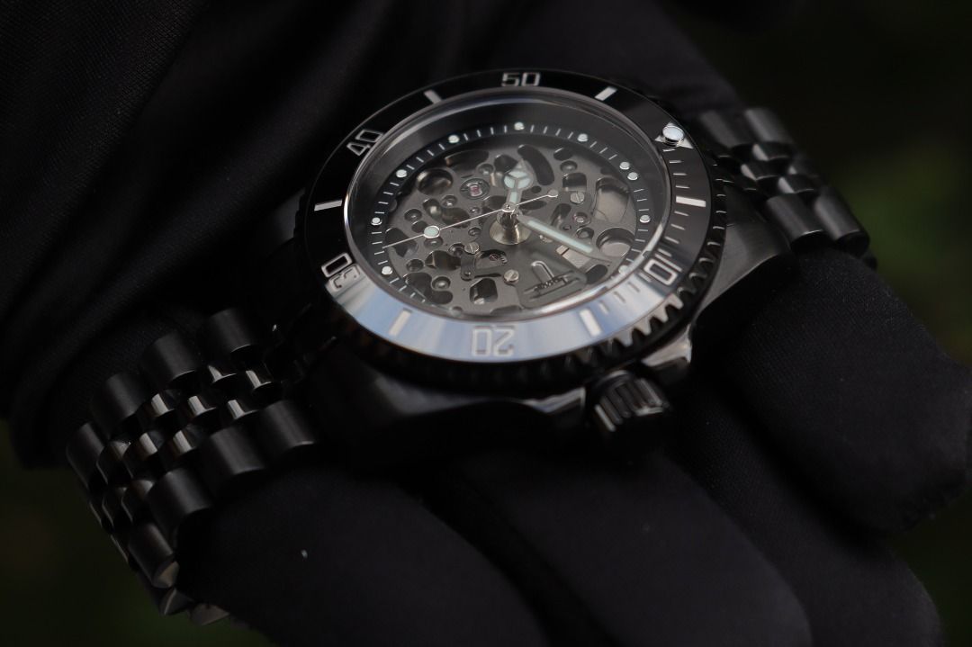 Black Skeleton Submariner Seiko Mod Watch- No Seiko Logo- NH72 ...