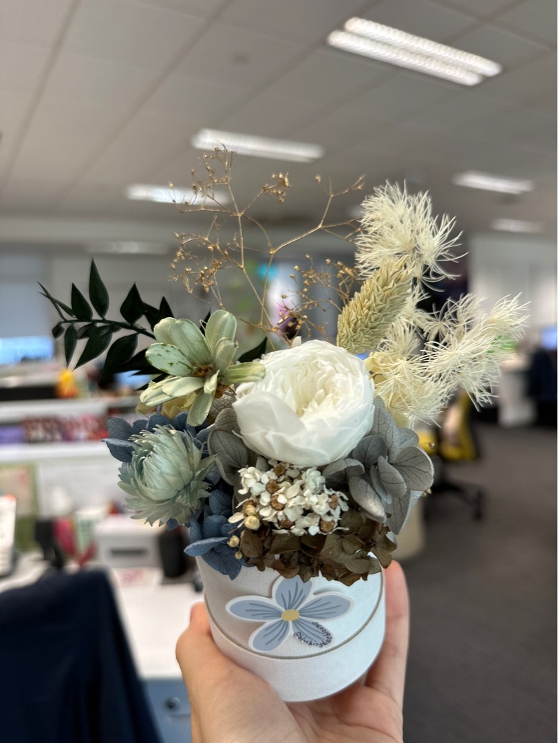 Blue Mini Preserved Flower Arrangement, Hobbies & Toys, Stationery ...