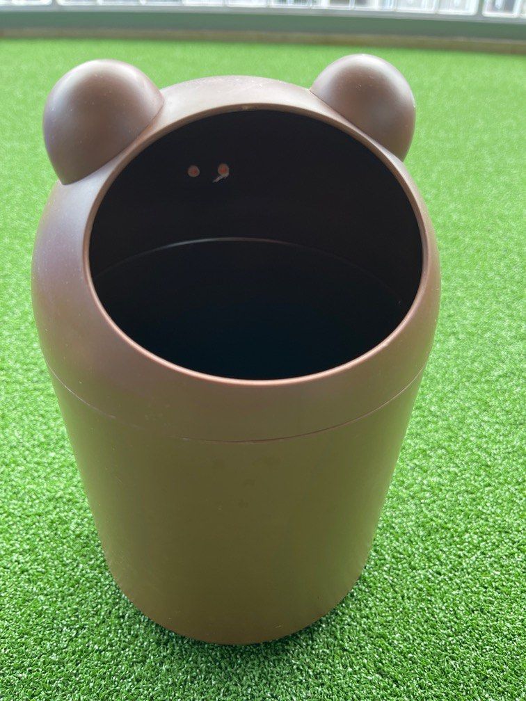 Line friends Brown bear trash bin dustbin container, Furniture & Home ...