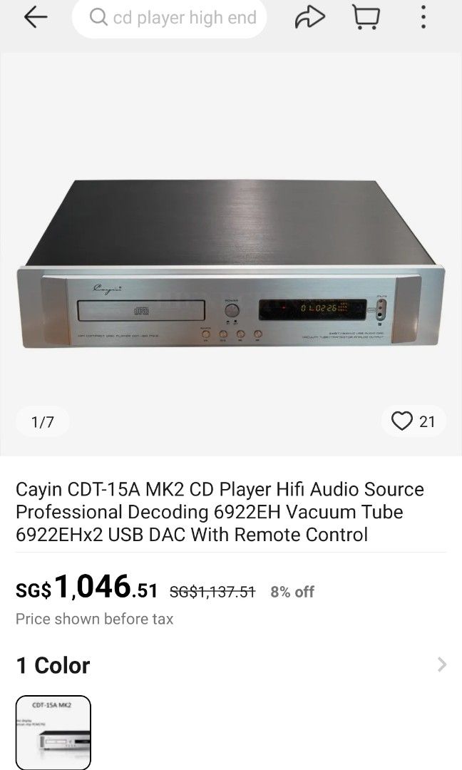 Cayin CDT-15A mk2 CDP CDT, Audio, Other Audio Equipment on Carousell