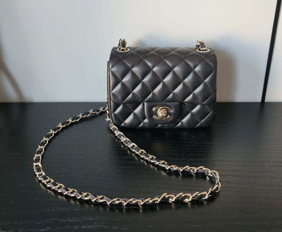 Chanel mini square black, Luxury, Bags & Wallets on Carousell