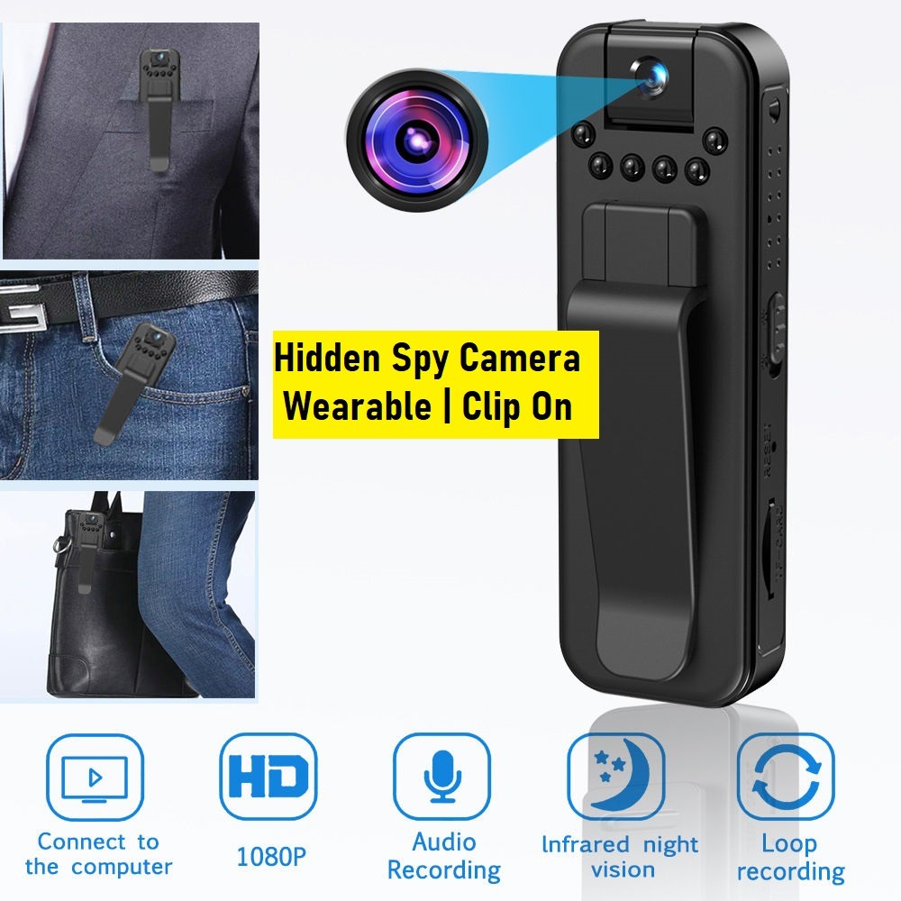 Clip On Hidden Camera Photo Video Sound Recorder | Wearable Body Spy ...