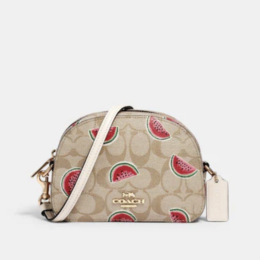 Coach Mini Crossbody In Signature Canvas With Watermelon Print, Luxury ...