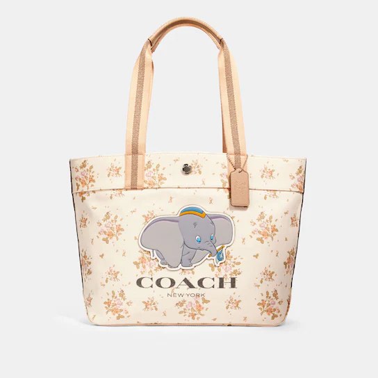 Disney X Coach Tote With Rose Bouquet Print And Dumbo, Luxury, Bags ...