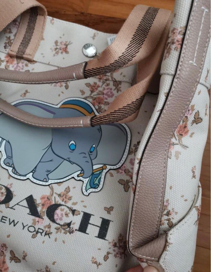 Disney X Coach Tote With Rose Bouquet Print And Dumbo, Luxury, Bags ...