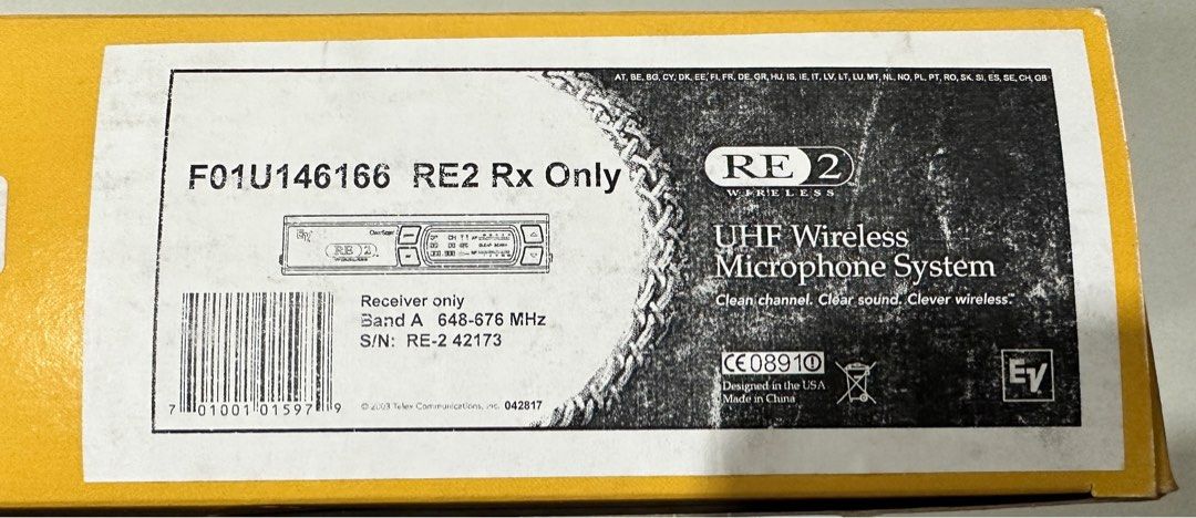 Electro Voice RE2 UHF wireless Microphone system, Audio, Other Audio ...