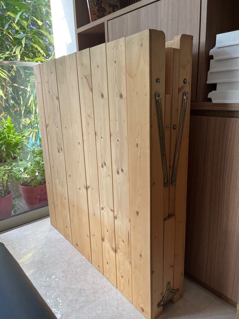 Foldable wooden bed frame, Furniture & Home Living, Furniture, Bed ...