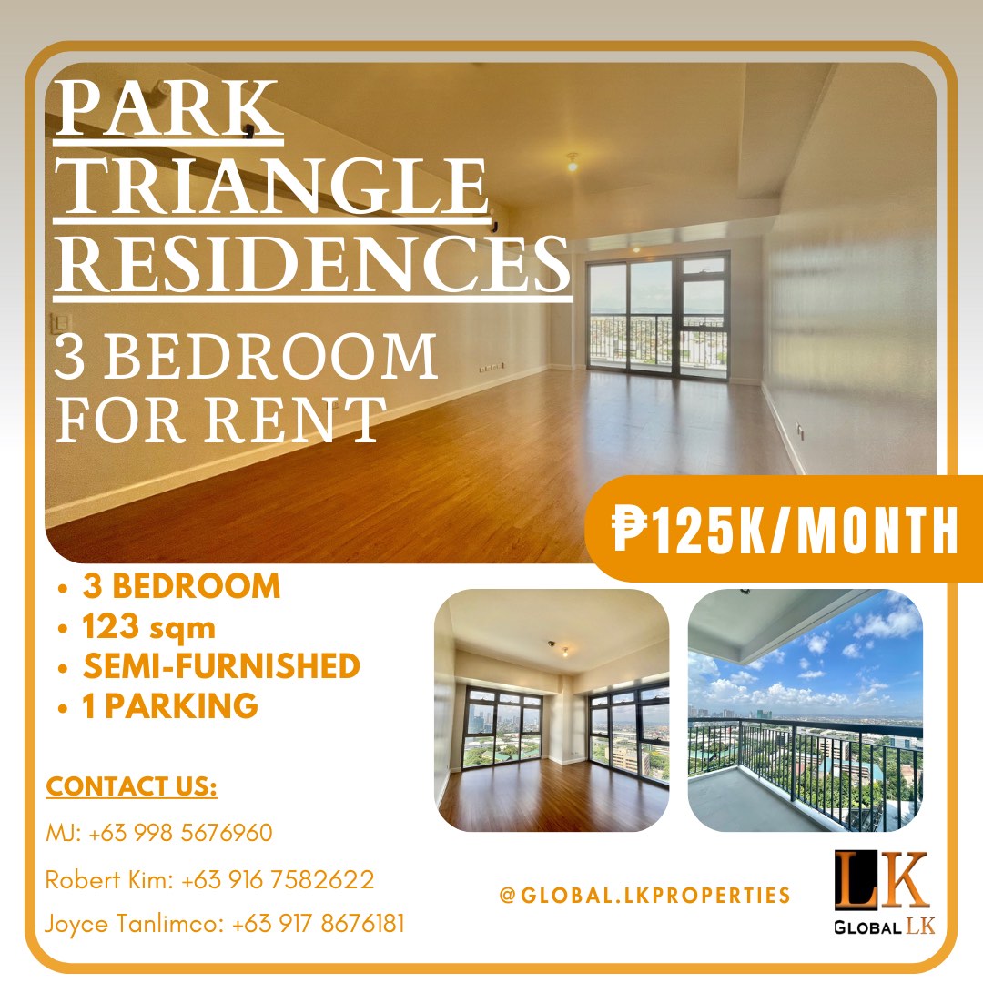 FOR RENT: 3 BEDROOM PARK TRIANGLE RESIDENCES on Carousell