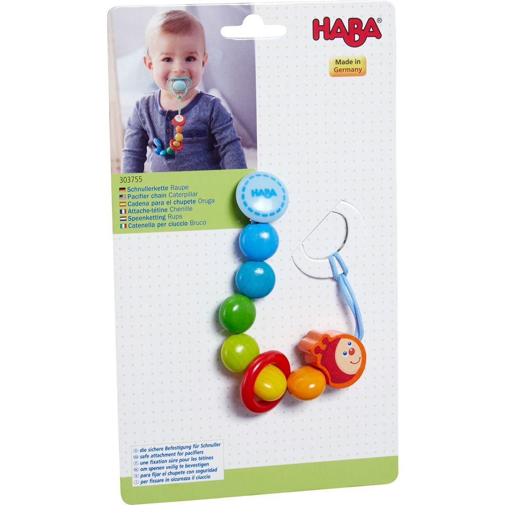 HABA Pacifier Chain - Caterpillar (Made in Germany), Babies & Kids ...