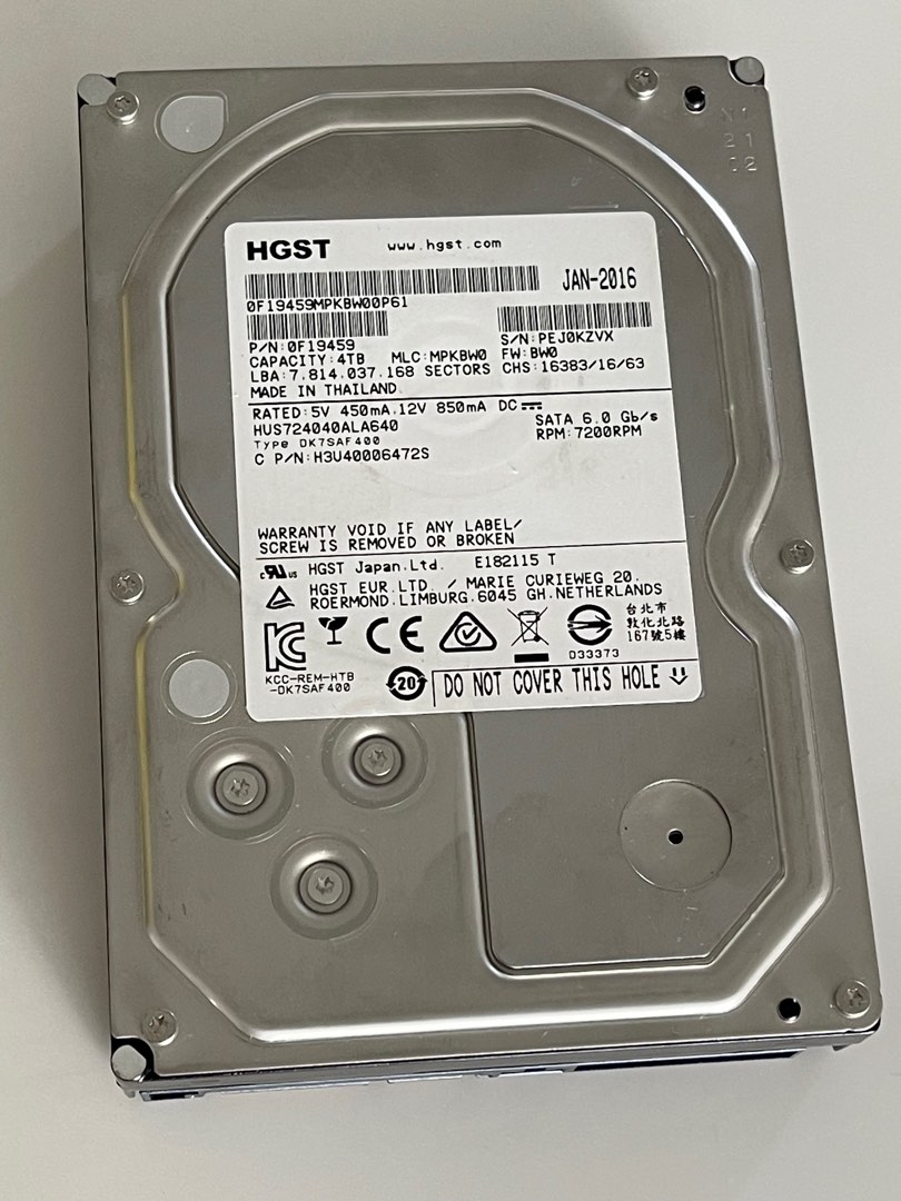 HGST Ultrastar 4TB 6Gbps SATA hard disk 7K4000 0F19459, Computers ...