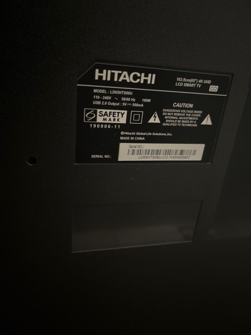 Hitachi 65inch tv, TV & Home Appliances, TV & Entertainment, TV on ...