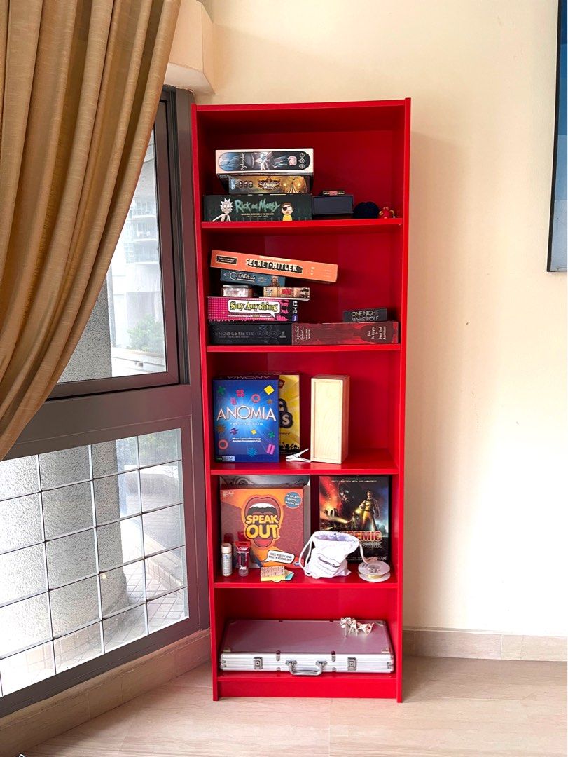 IKEA Billy Bookcase Red, FREE 2 boardgames, Furniture & Home Living ...