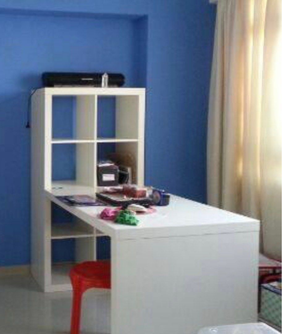 Ikea kallax shelves with desk/table, Furniture & Home Living, Furniture ...