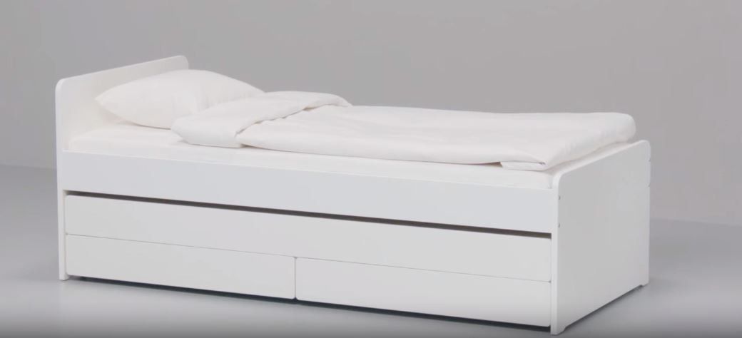 IKEA SLAKT Bed frame with underbed and storage, white, Furniture & Home ...