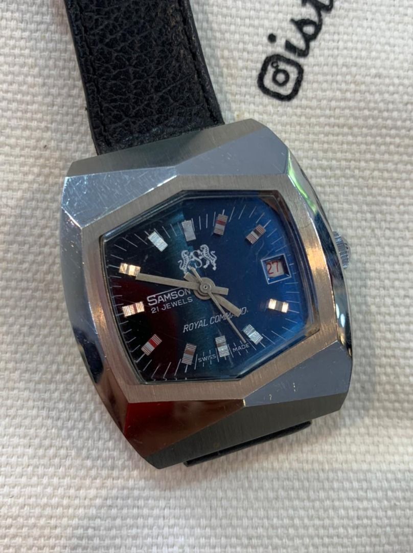 Jam tangan Merk Samson 21 Jewels dial Blue, Fesyen Pria, Jam Tangan di ...