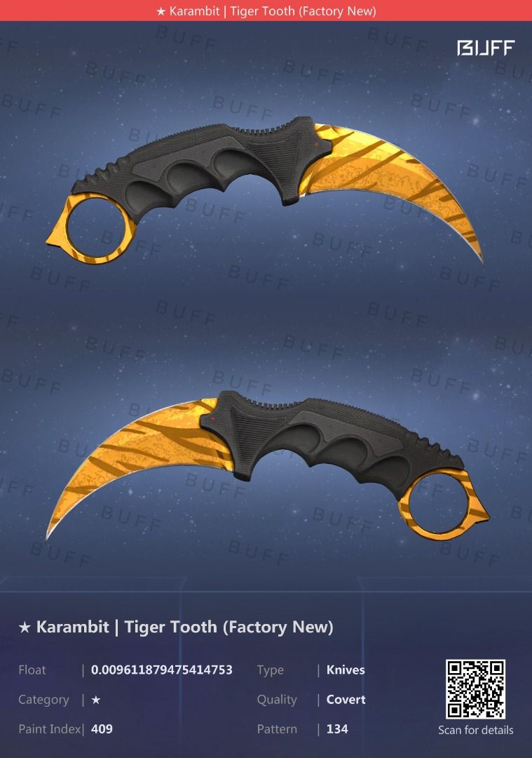 Karambit Tiger Tooth FN, Video Gaming, Gaming Accessories, In-Game ...