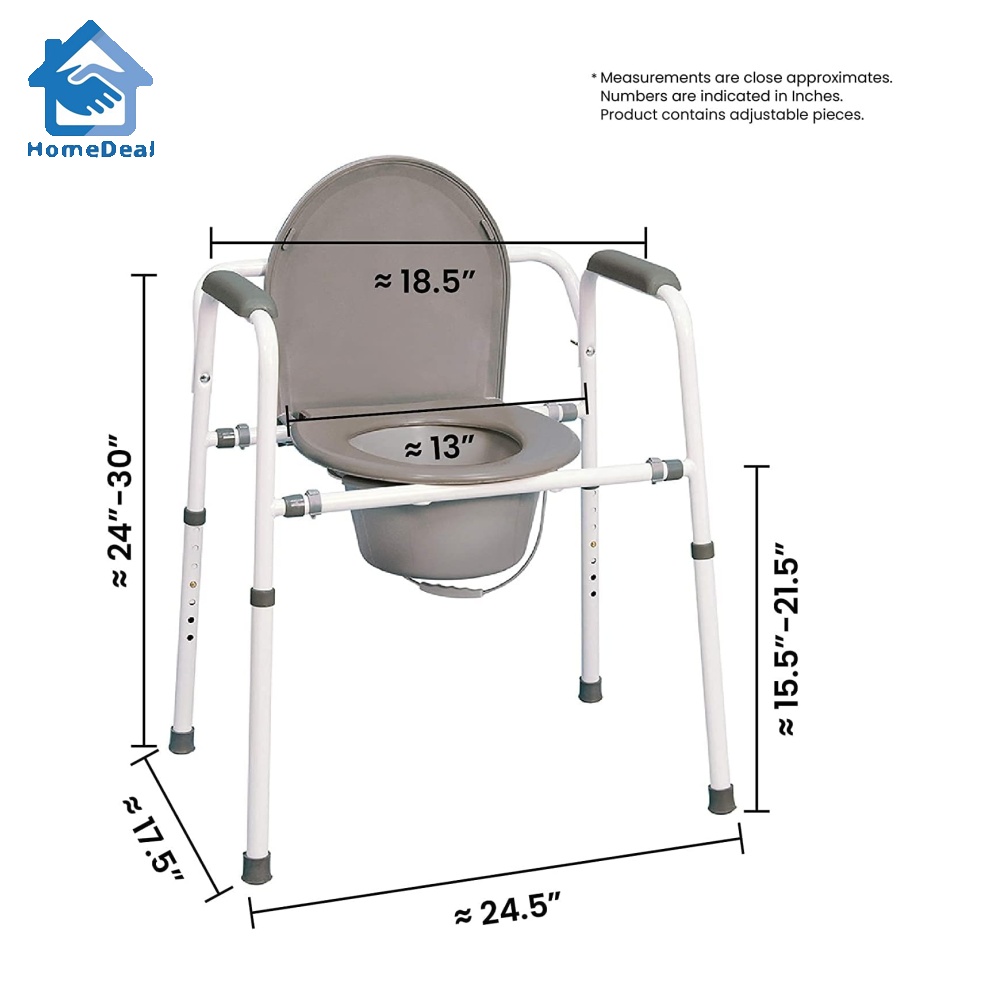 MedPro Homecare 3 in 1 Commode Chair with Adjustable Height, Convenient ...