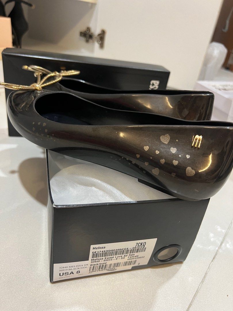 Melissa Shoes black flats (with box and dust bag) , Women's Fashion ...