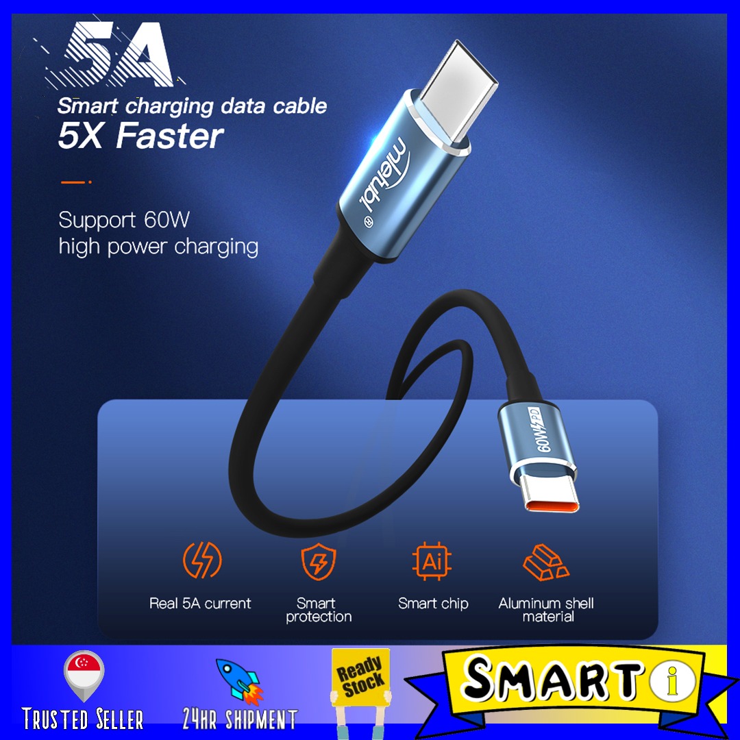 Mietubl 5A 60W Charging and Data Cable Type C to C, Mobile Phones ...