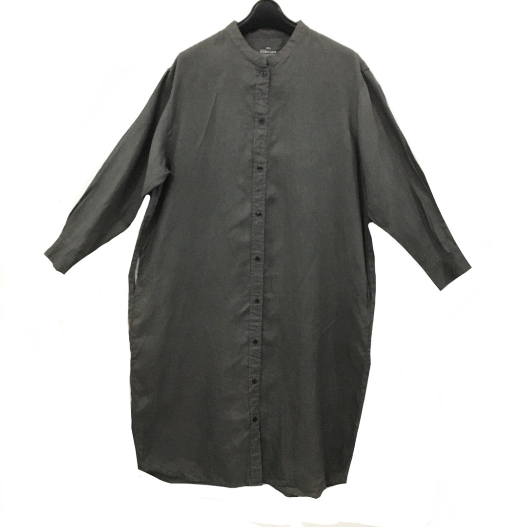 Muji 100% Linen Artisans Mandarin Collar Wide Fit Dress on Carousell
