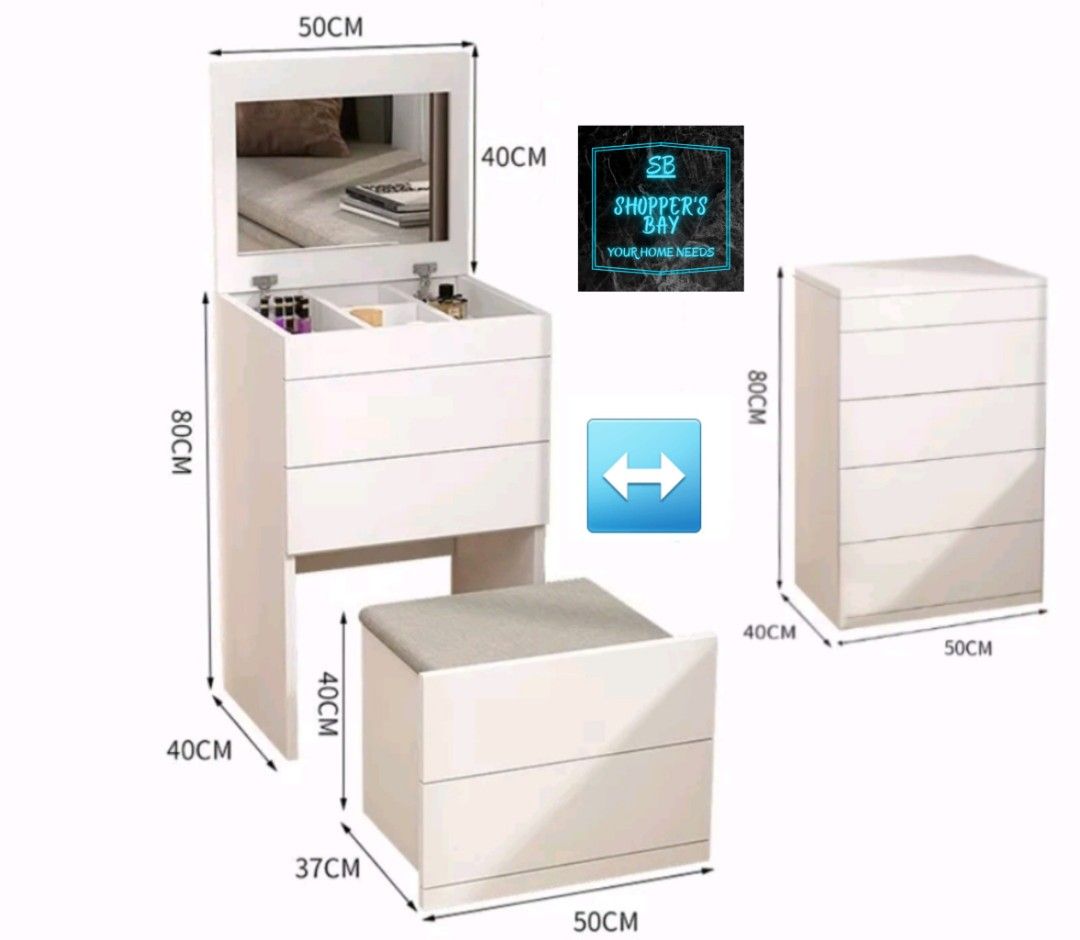 NAVO space saving dressing table with storage, Furniture & Home Living ...