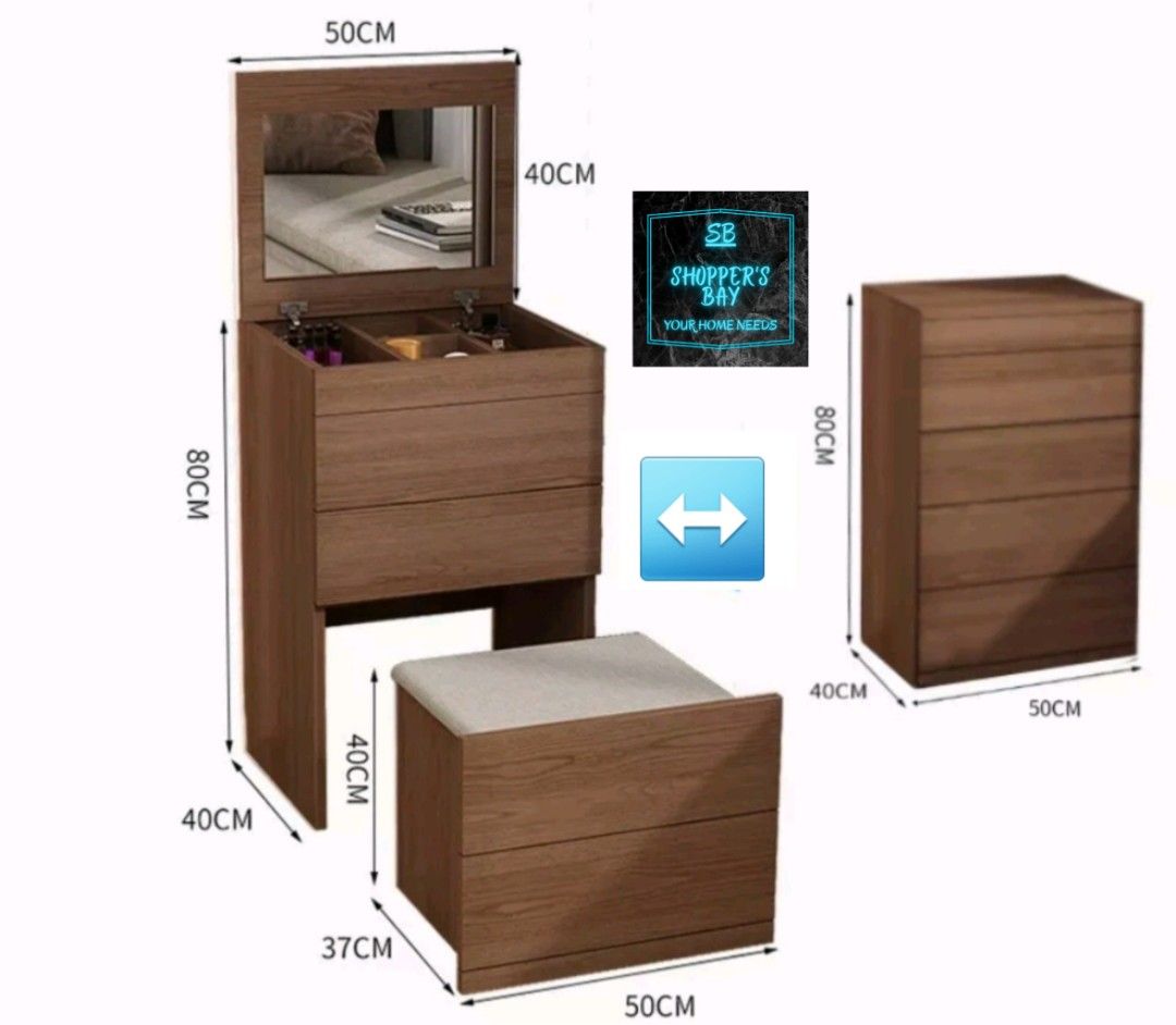 NAVO space saving dressing table with storage, Furniture & Home Living ...