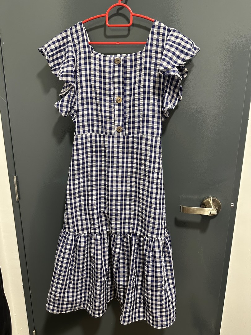 Navy blue checkered dress, Women's Fashion, Dresses & Sets, Dresses on ...