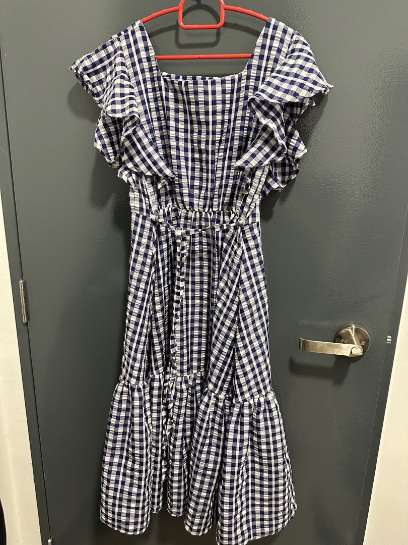 Navy blue checkered dress, Women's Fashion, Dresses & Sets, Dresses on ...