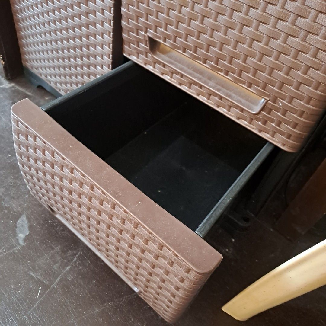 Nikko Rattan Details Brown Beige Plastic Wardrobe Cabinet Drawer on ...