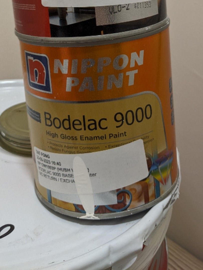 Nippon Paint Bodelac 9000 high gloss enamel paint, 1 litre - Hush White ...