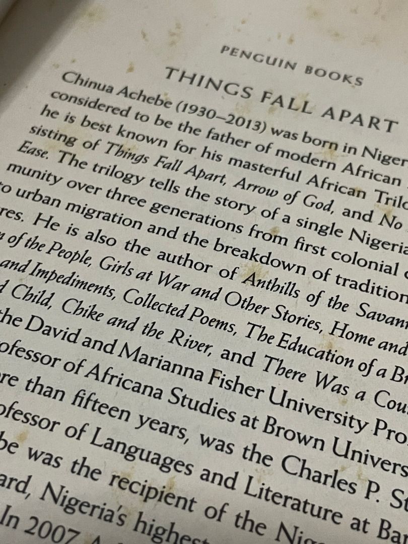 [NOVEL] Things Fall Apart by Chinua Achebe, Hobbies & Toys, Books ...