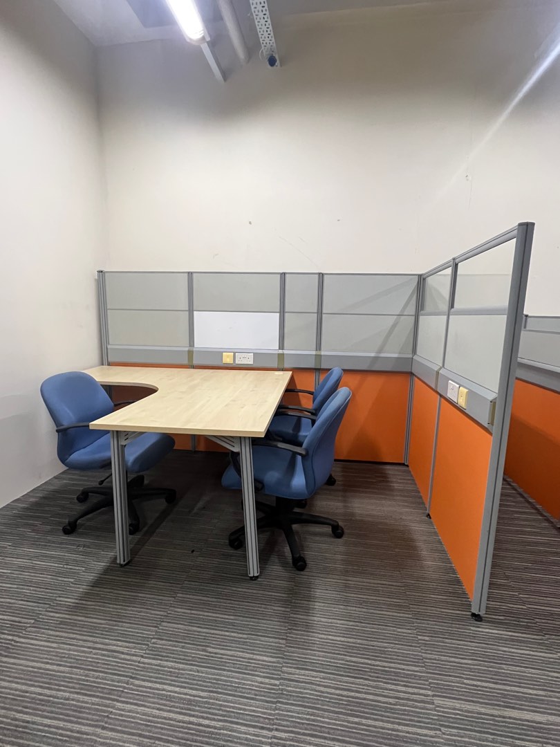 Office table with High Partitions, Furniture & Home Living, Furniture ...