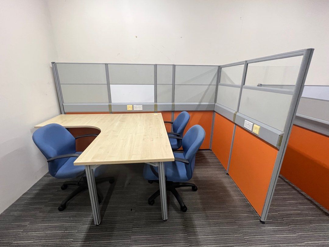 Office table with High Partitions, Furniture & Home Living, Furniture ...