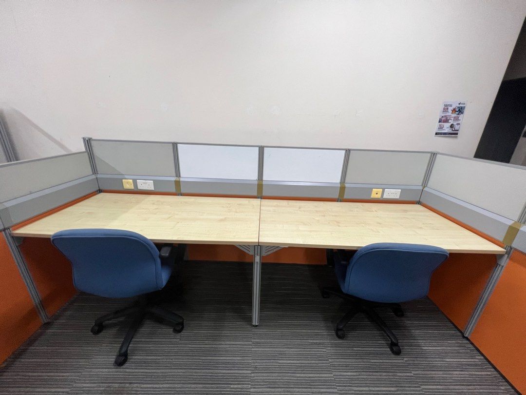 Office tables with partitions ($300 for 2), Furniture & Home Living ...