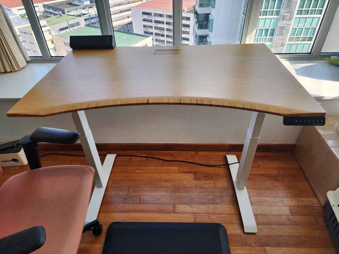 Desk&Chair Set: Omnidesk Pro (Bamboo) AND Ergotune (Coral) Chair ...