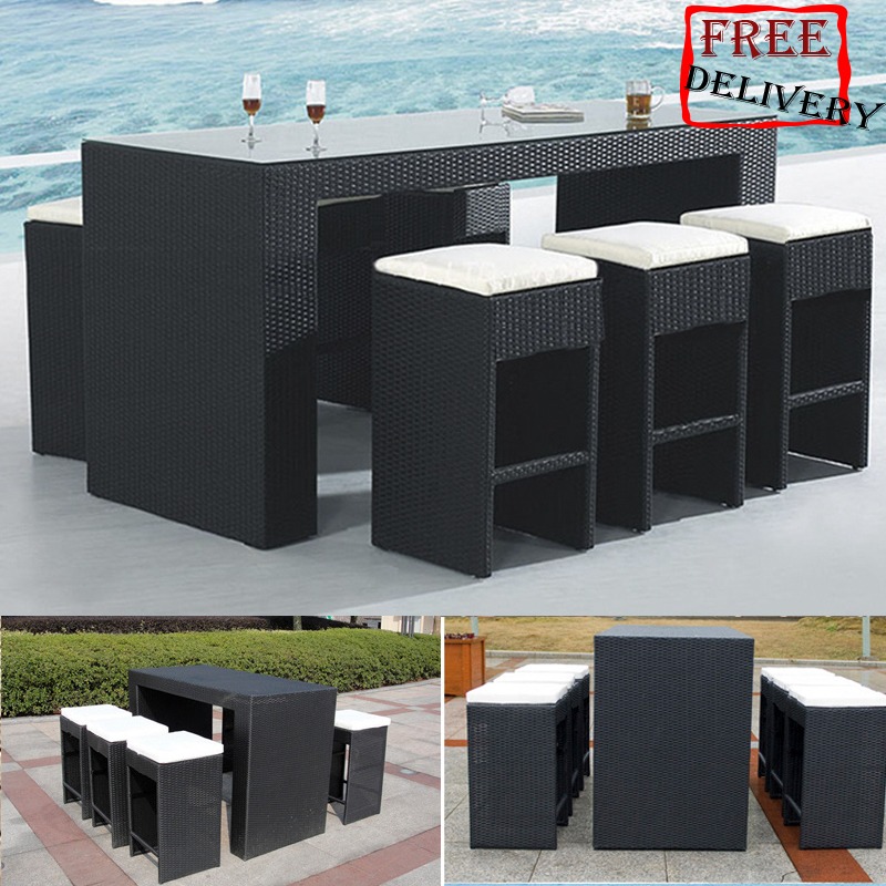 Outdoor Balcony Large Bar Set / 1 Table +6 Chair /Outdoor Dining Table ...