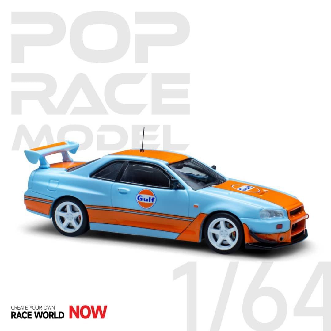 Pop Race Skyline GT-R R34 Z-Tune Gulf Livery 1:64 scale, Hobbies & Toys ...