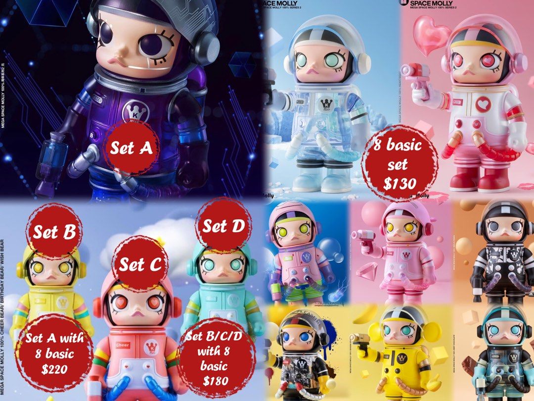 Popmart Mega Space Molly 100% Series 2 -B set + secret, Hobbies & Toys ...